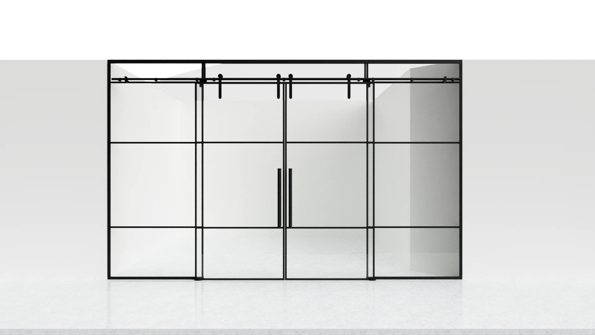 Laguna System | Sliding Glass Partition with Grids - A Crystal Glass & Mirror