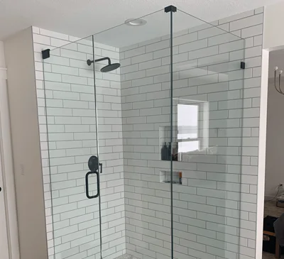 Shower Door With Header - A Crystal Glass & Mirror